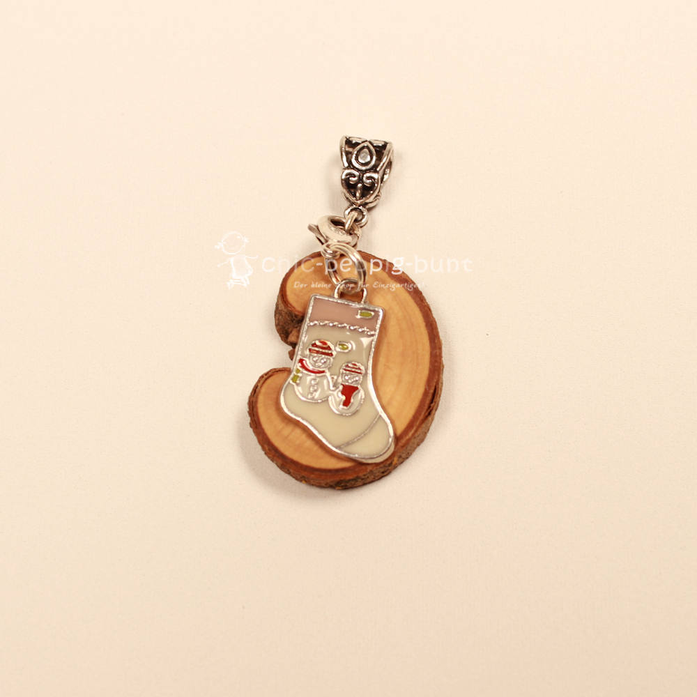 Kettenanhänger Holzscheibe Nikolausstrumpf Handmade Weihnachten